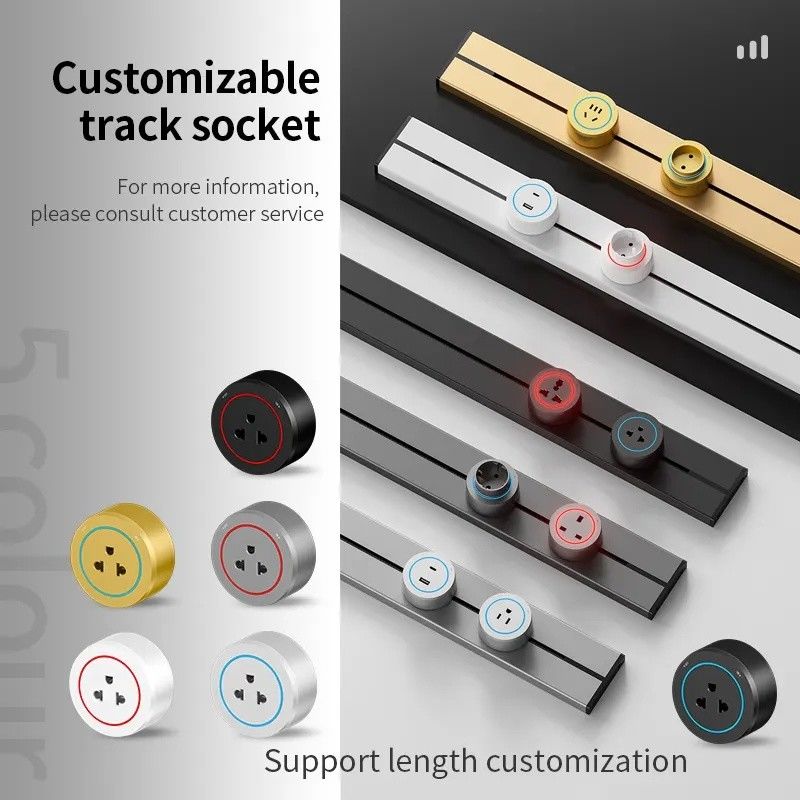 Adjustable Voltage Surge Protection Electrical Track Socket Extended Reach